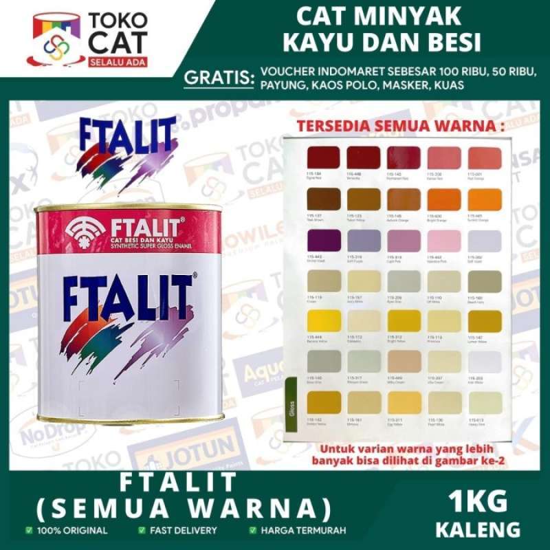 Promo Cat Ftalit Gloss 1 Kg - Cat Minyak / Cat Kayu Besi (ready Semua ...