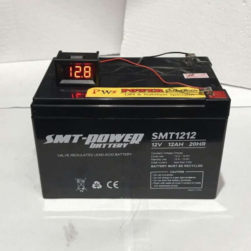 Promo Smt Power Battery 12v 12ah + Digital Volt Meter Terbaik Diskon 13 ...