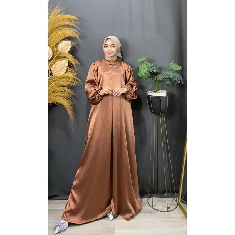 Jual Dress Shimmer Silk Mewah Elegan Gamis Lebaran 2024 Outfit Bukber ...