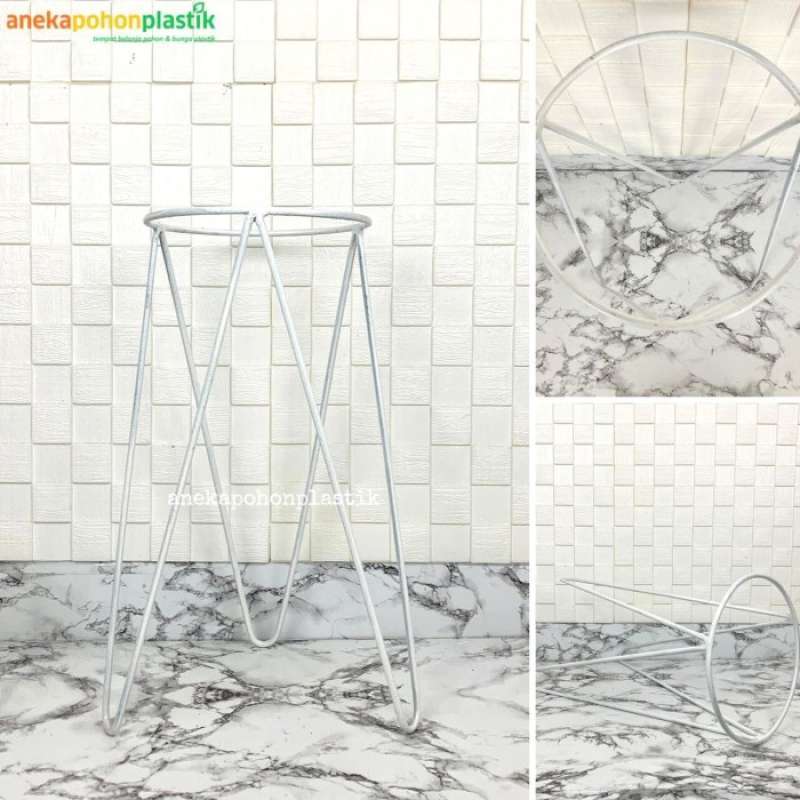 Promo Standing Pot Elegan Besi T50 D24 Hitam Putih High Quality Rak ...