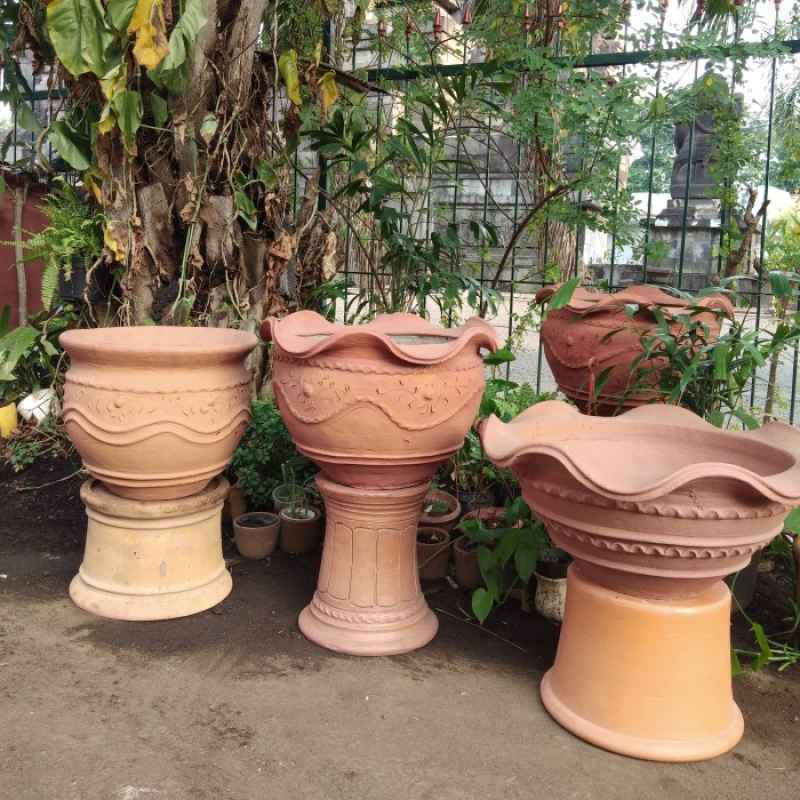 Jual Pot Teratai Pot Tanaman Air Tanpa Lubang Tanah Liat Warna Terakota ...