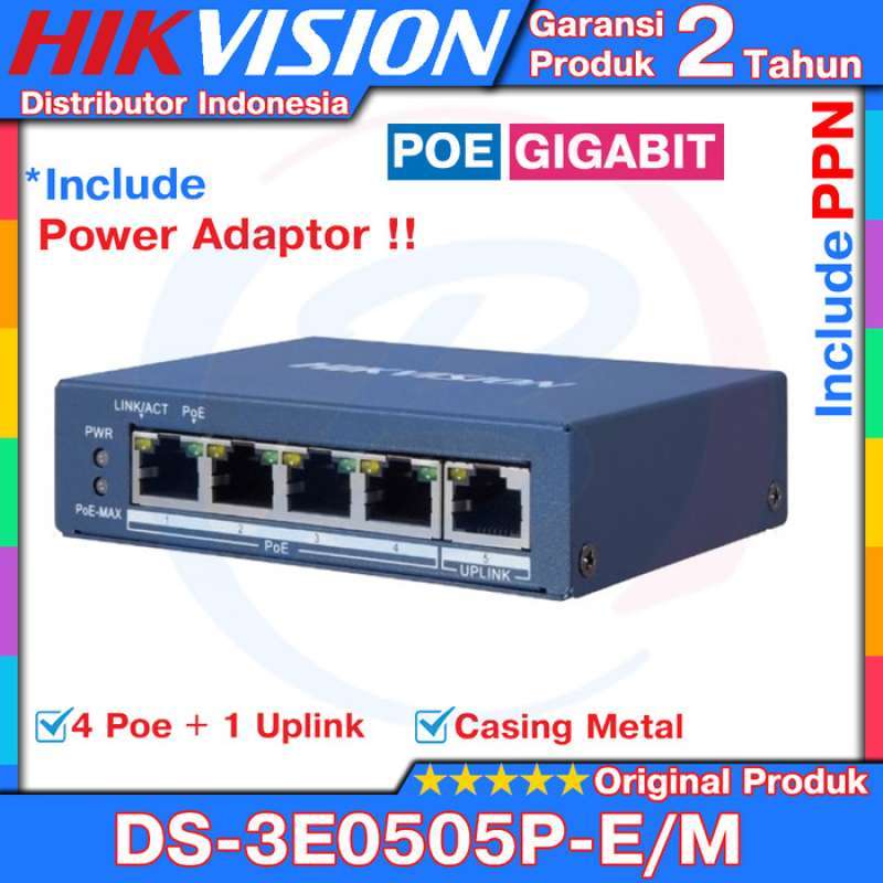 Promo Poe Switch 4 Port Hikvision Ds-3e0505p-e/m Full Gigabit Unmanaged ...