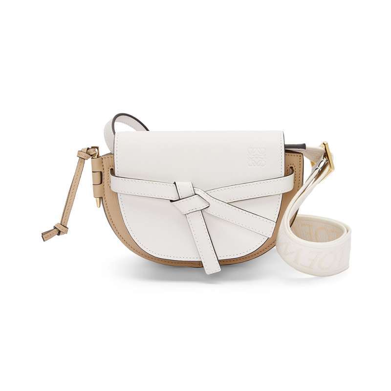 Promo Loewe Mini Gate Dual Bag In Soft Calfskin Jacquard Soft White ...