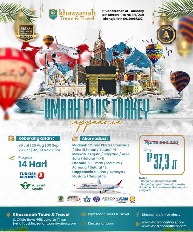 Jual Umrah Plus Turkey Cappadocia 14h By Turkish Airlines Di Seller Khazzanah Tours & Travel ...