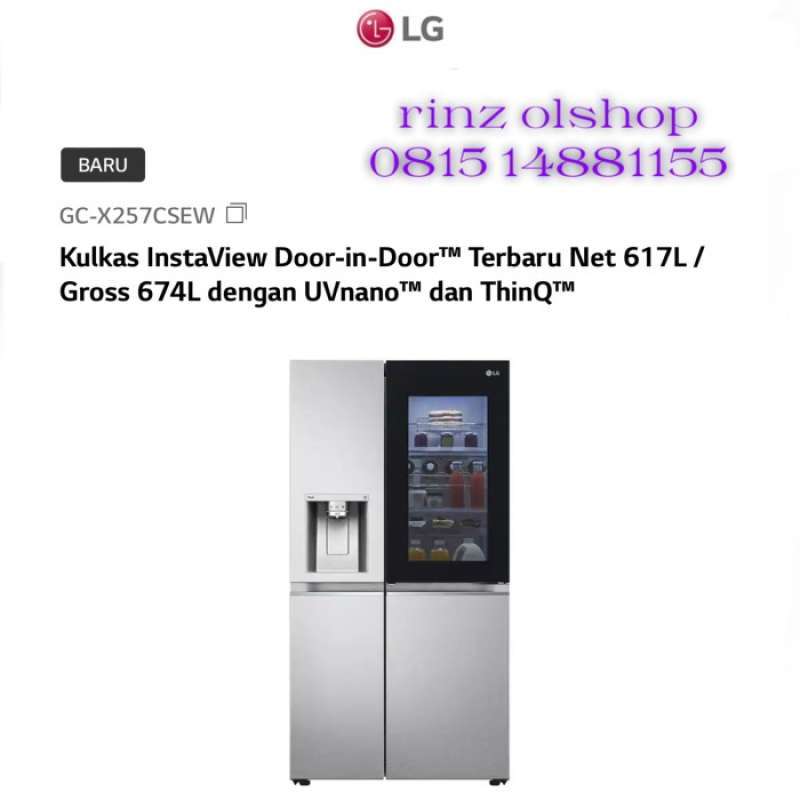 Jual Kulkas Gcx257csew Side By Side Instaview Inverter Gc-x257csew Baru Di Seller Tubruks ...