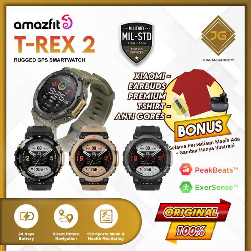 Promo Amazfit T-rex 2 Smartwatch Trex 2 Military 5 Satellite Navigation ...
