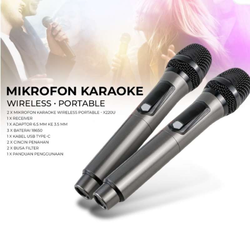 Promo Mic Wireless Portable System Charger 2 Mic Wireless Multi Fungsi ...