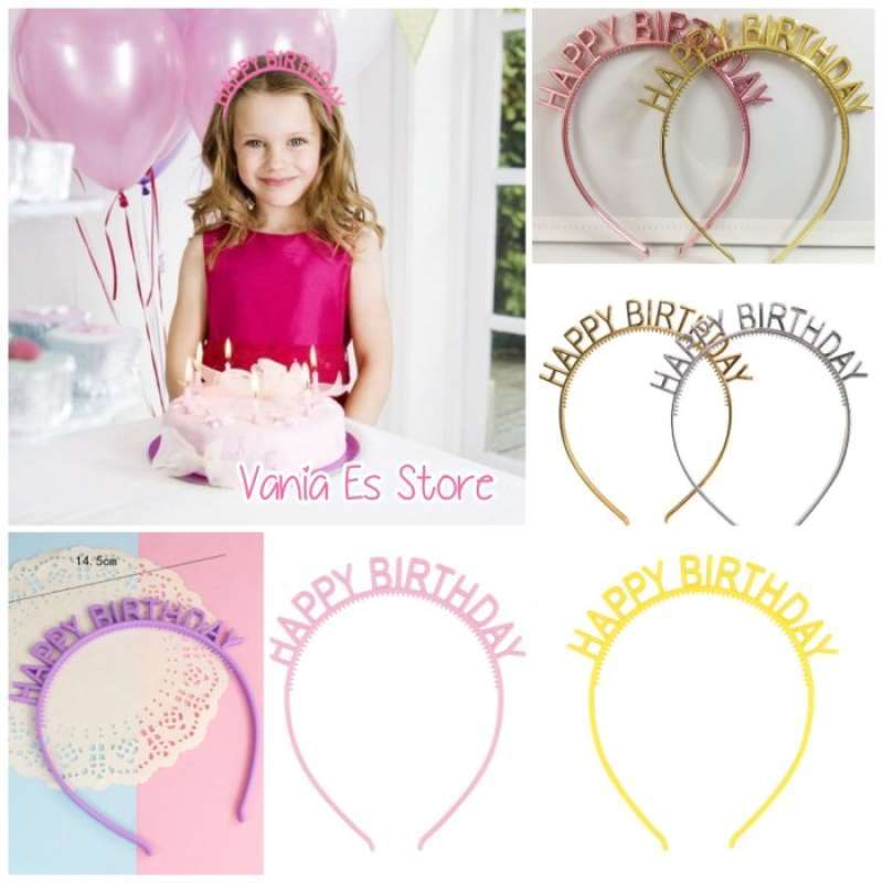 Promo Happy Birthday Headband Kids Female Plastic / Bando Ulang Tahun ...