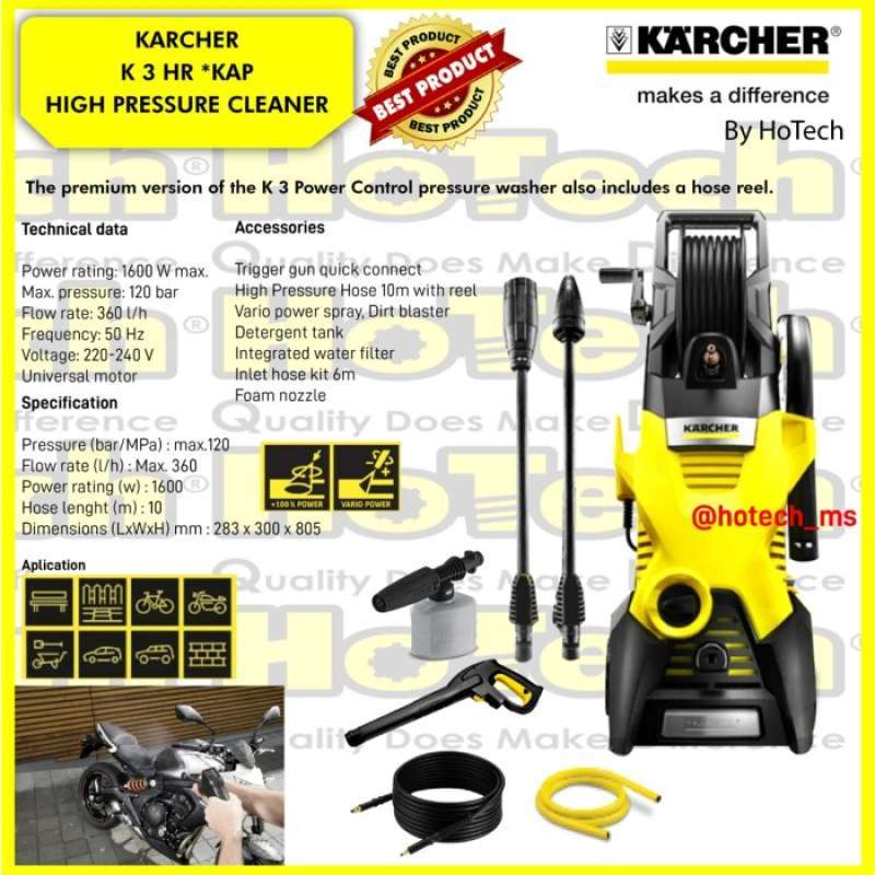 Promo Karcher K 3 Plus Hr *kap 1600 Watt 120 Bar High Pressure Washer Diskon 23% Di Seller ...