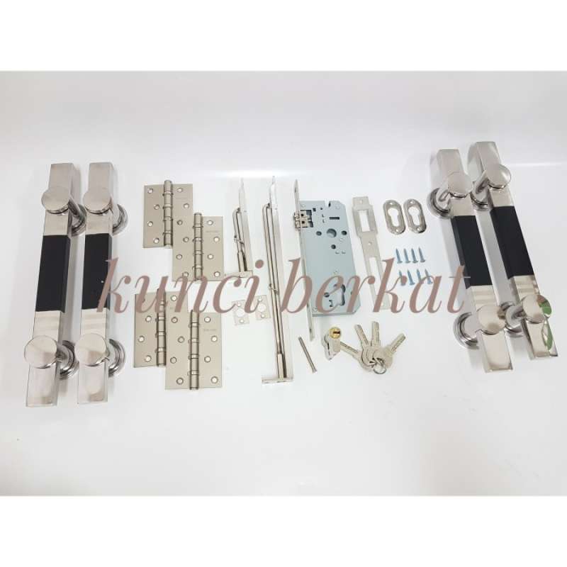Promo Full Handle Komplit Pintu Double List Kayu/handel Pintu Utama ...