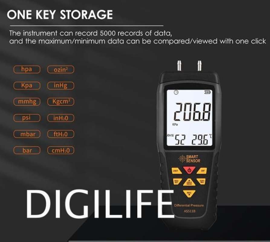 Jual Manometer Pressure Gauge Smart Sensor As511 Air Differential As ...