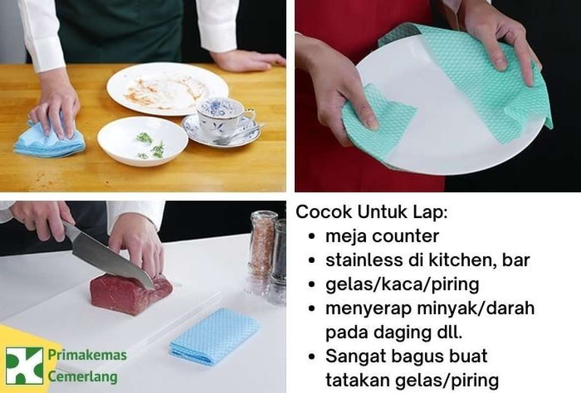 Jual Kain Lap Kuraflex Counter Cloth Kuraray - Biru Multicolor Di ...