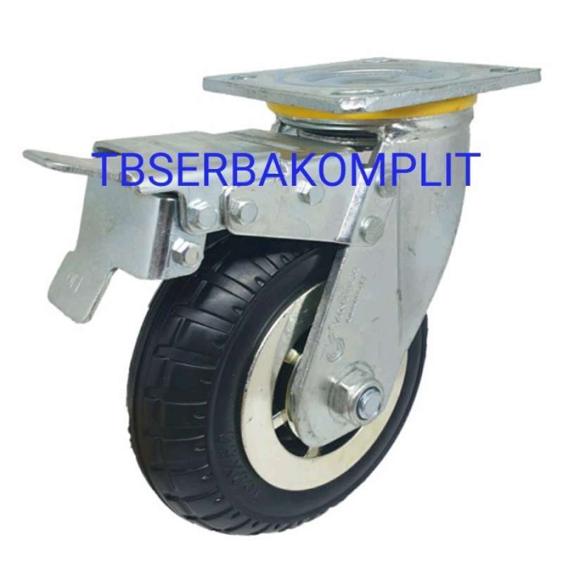 Promo Roda Karet Caster 4 Heavy Duty Corrugated Swivel 4 Inch Hidup+rem 4in Diskon 23% Di Seller ...