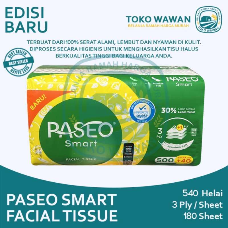 Promo Tissue Paseo Smart Facial 250 Sheet / 1 Dus / Karton Isi 48 Pack ...