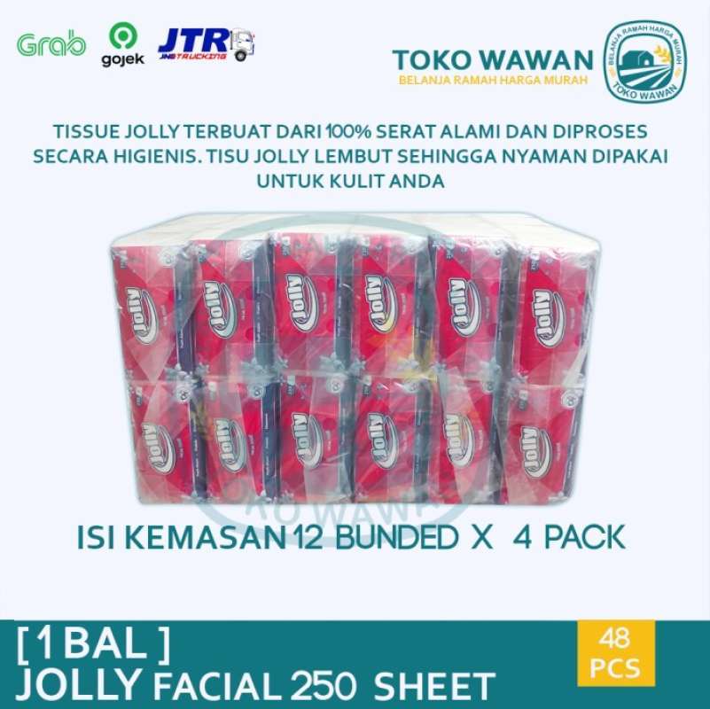 Promo Tissue Jolly Facial 250 Sheet Tisu By Paseo / 1 Bal / Dus Isi 48 ...