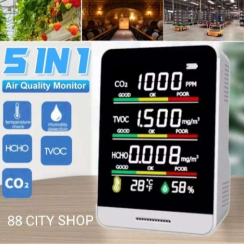 Promo Carbon Dioxide Monitor Detector Co2 Meter Sensor Karbon Dioksida Diskon 23 Di Seller