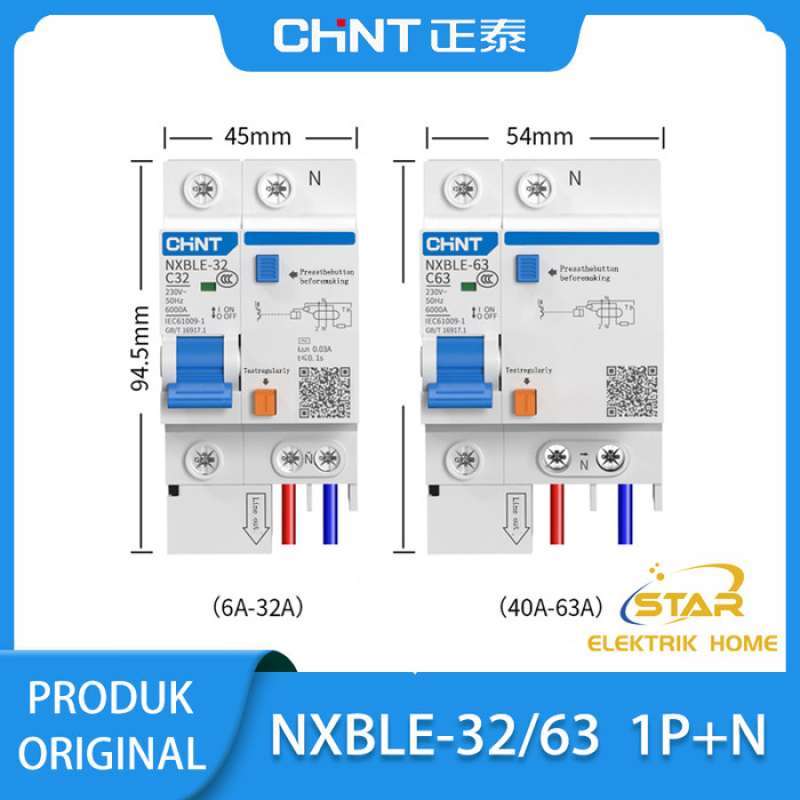 Promo Rcbo Mcb Chint Nxble 32/63 1p+n 6ka 30ma 6a 10a 20a 25a 32a 40a 63a - 25a Diskon 50% Di ...