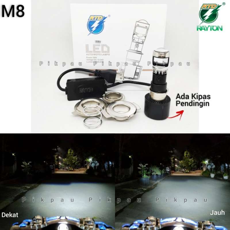 Promo Lampu Utama Motor Led Original Rtd Rayton M8 Grade A + Kipas H4 ...