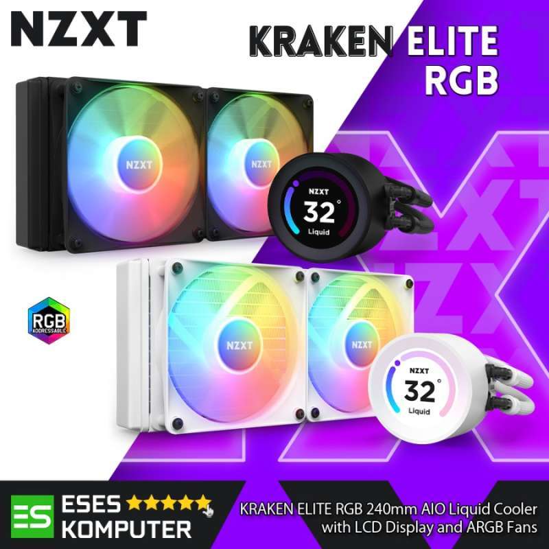 Jual Nzxt Kraken Elite 240 Rgb Black / White 240mm Aio Liquid Cooler ...