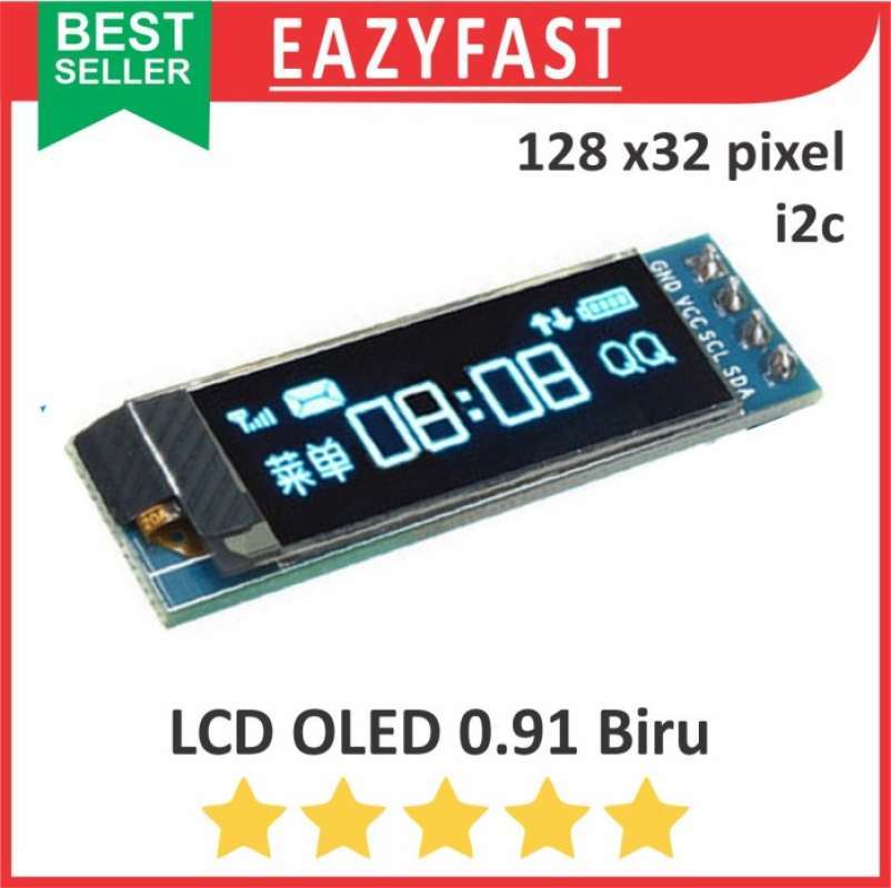 Jual Modul Lcd Oled 0.91 Inch Blue Biru Display Screen 0.91 128x32 I2c Arduino Module Di Seller ...