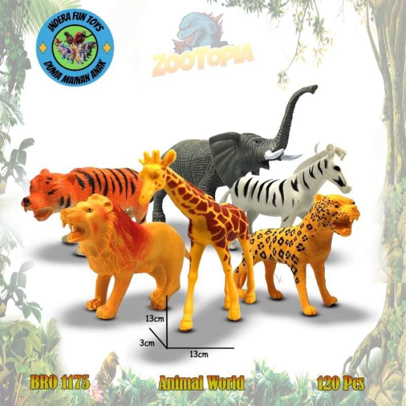 Jual Mainan Hewan Karet Animal Isi Gajah Jerapah Zebra Singa Harimau ...