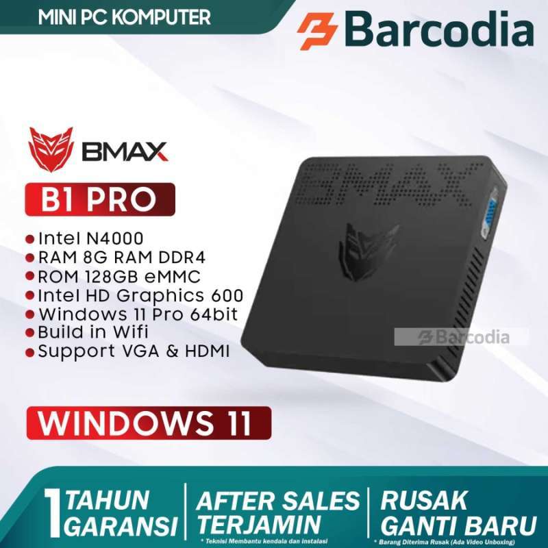 Jual Mini Pc Bmax B1 Pro 8/128gb Intel N4000 Wifi Hdmi Vga Windows 11 Pro Di Seller Barcodia ...
