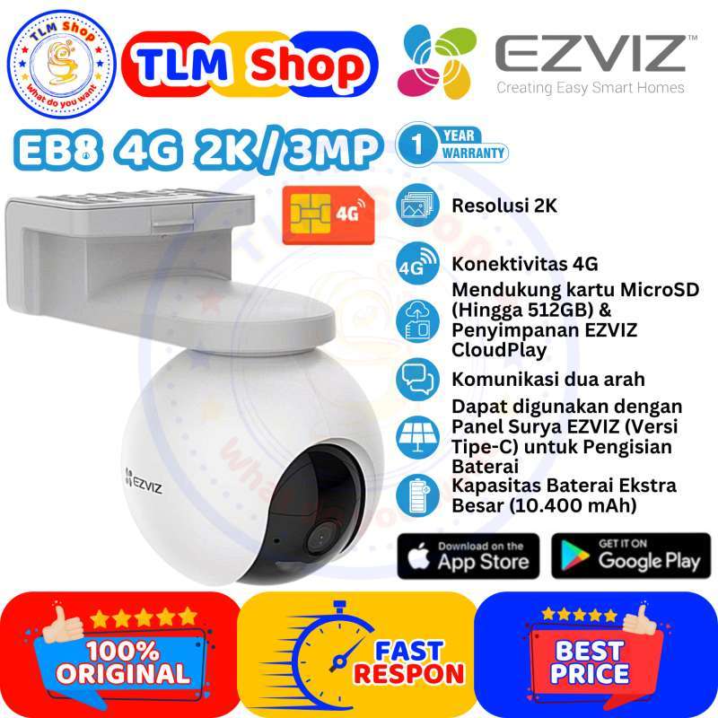 Jual Ezviz Eb8 4g Simcard 2k 3mp Smart Home Ip Camera Cctv Outdoor Battery Camera Pan & Tilt Di ...