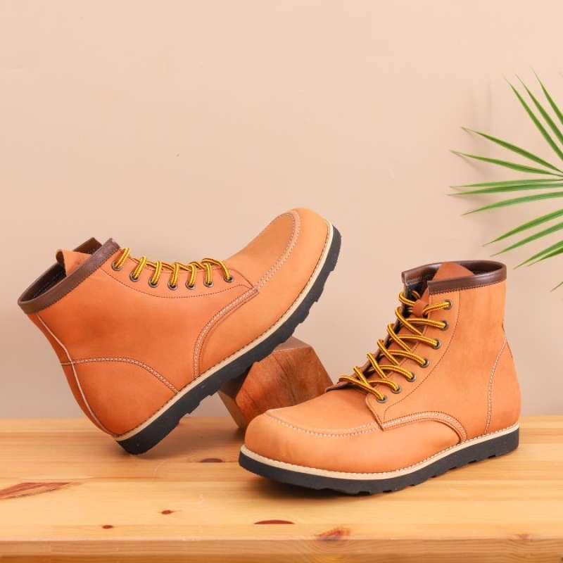 Promo Sepatu Boot Pria Moc Toe Boots Genuine Leather Kulit Asli Model ...