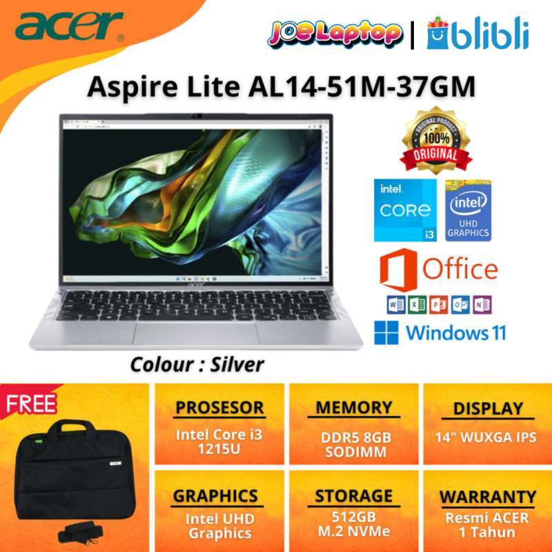 Jual Acer Aspire Lite Al14 51m 37gm Silver I3 1215u Win11 Ohs Di Seller Joe Laptop Kapasan