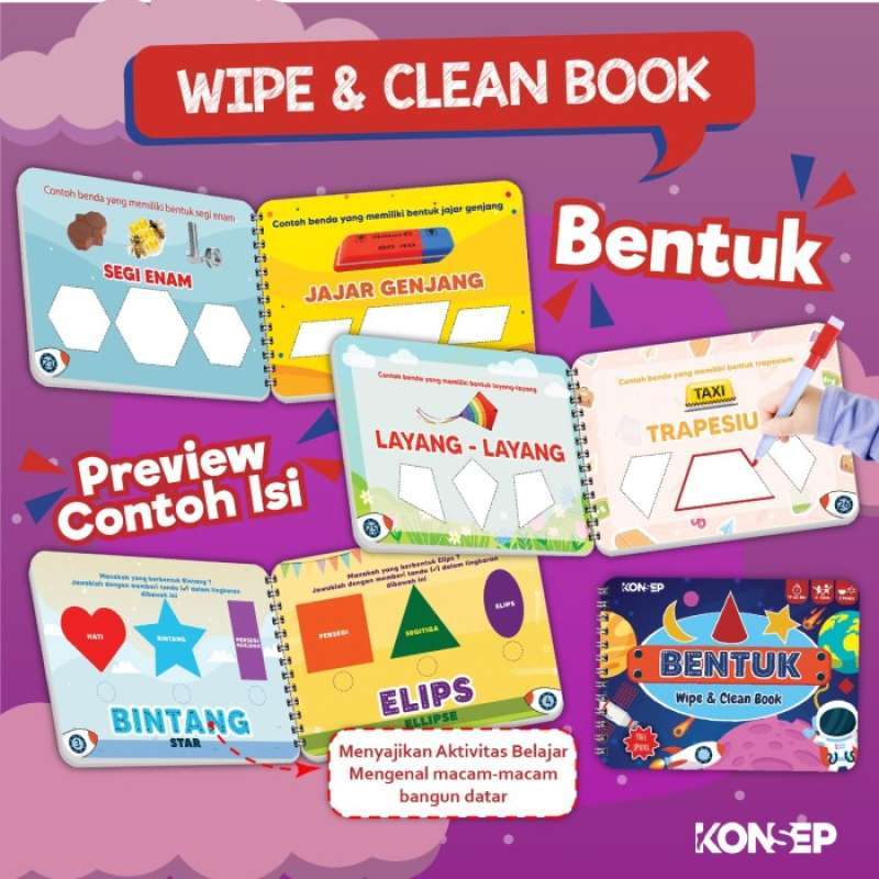 Promo [jkt] Konsep Wipe Clean Book Buku Edukasi Anak Belajar Menulis ...