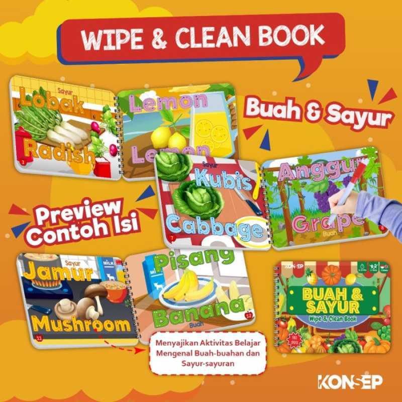 Promo [jkt] Konsep Wipe Clean Book Buku Edukasi Anak Belajar Menulis ...