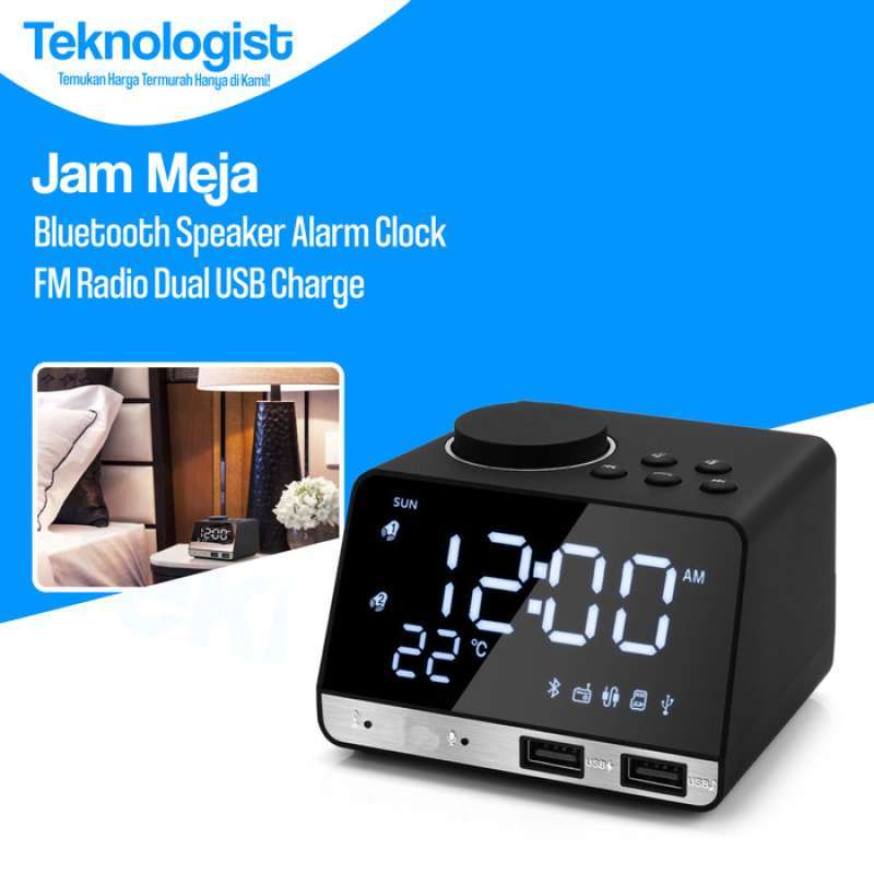 Promo Inlife Jam Meja Bluetooth Speaker Alarm Clock Fm Radio Dual Usb ...