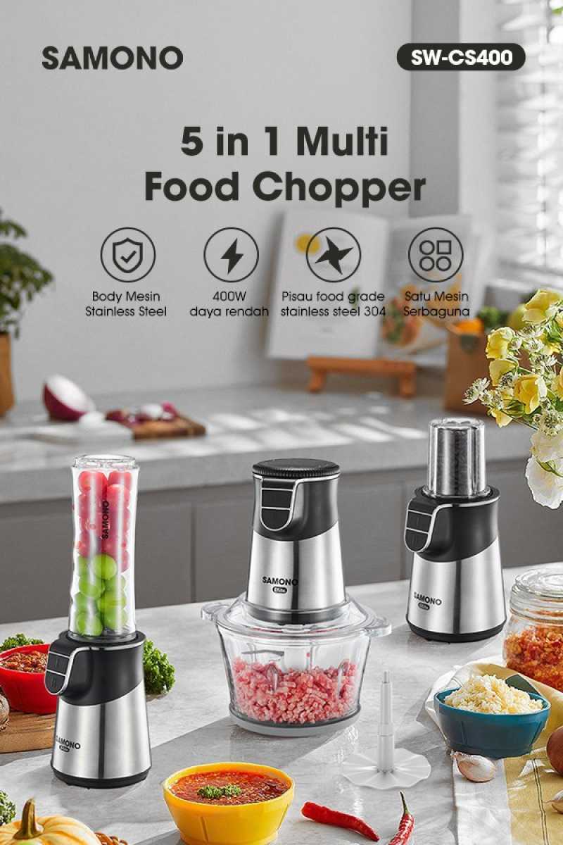 Jual Samono Magic Chopper 5 In 1 Multi Food Chopper Low Watt Sw-cs400 ...