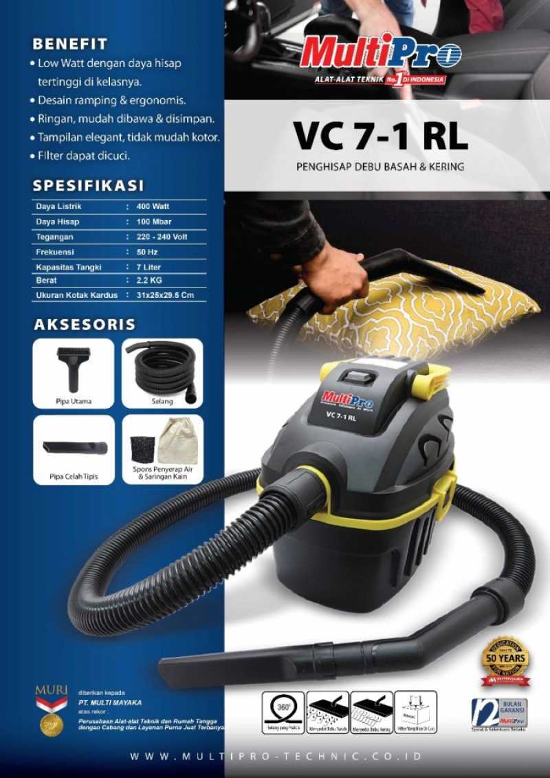 Jual Multipro Vacuum Cleaner Wet & Dry Vc7-1rl Low Watt Penyedot Debu Di Seller Noelle ...