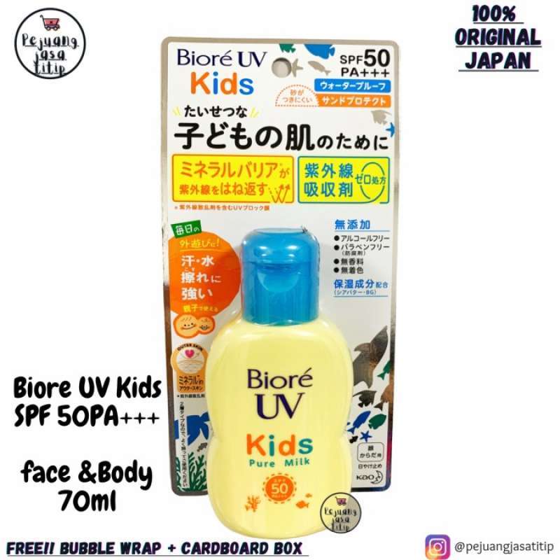 Promo Biore Uv Kids Pure Milk Sunscreen Spf 50, 0% Chemical [ Japan ...
