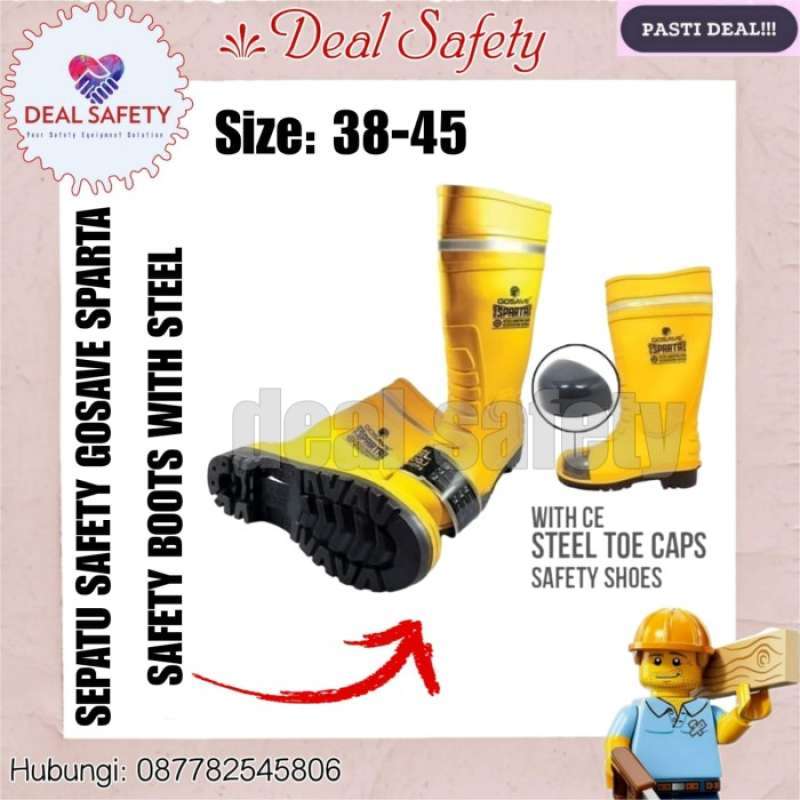 Promo Go Save Sepatu Boot Safety Rubber Gosave Sparta Ujung Besi Steel ...