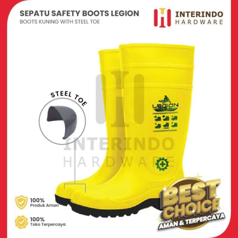 Promo Sepatu Boot Rubber Safety Legion Karet Ujung Besi Steel Toe ...