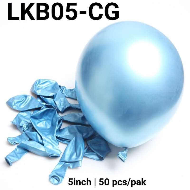 Promo Lkb05-cg Balon Latex 5 Inch 1 Pak 50 Chrome Tebal Mengkilap Biru ...