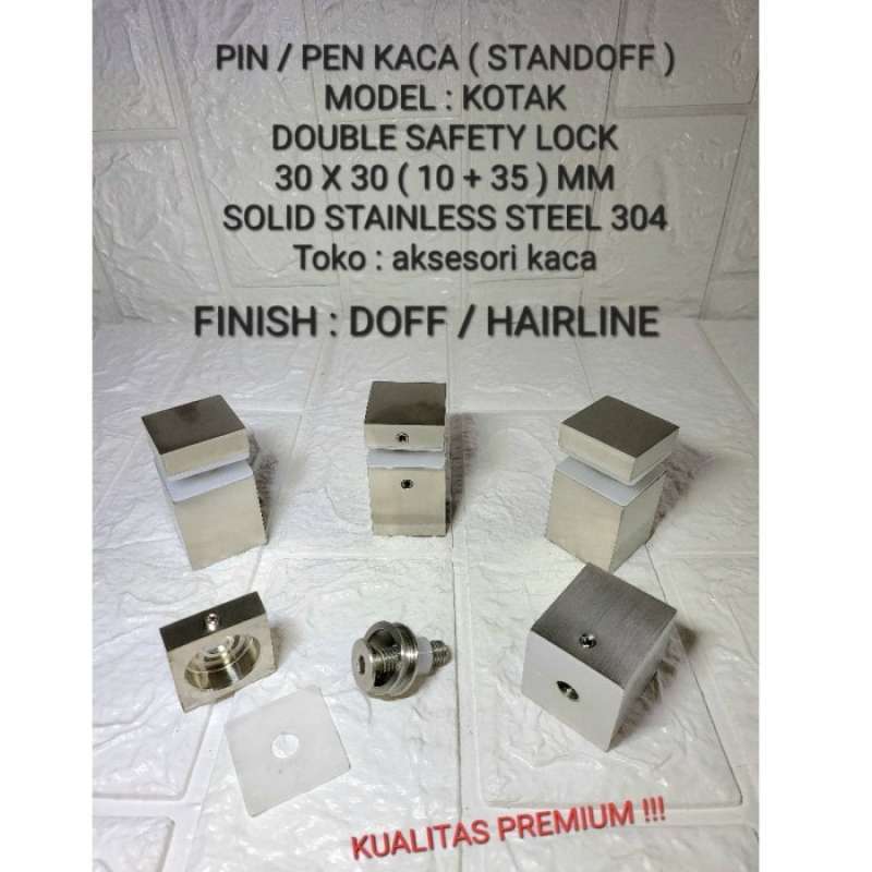 Jual Baut Kaca Doff Hairline Pin Glass Kotak Pen Kaca Standoff Sus 304 ...