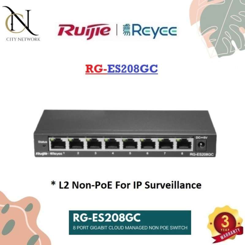 Promo Ruijie Rg-es208gc Es208gc Cloud Managed L2 Non-poe Switches Diskon 23% Di Seller ...