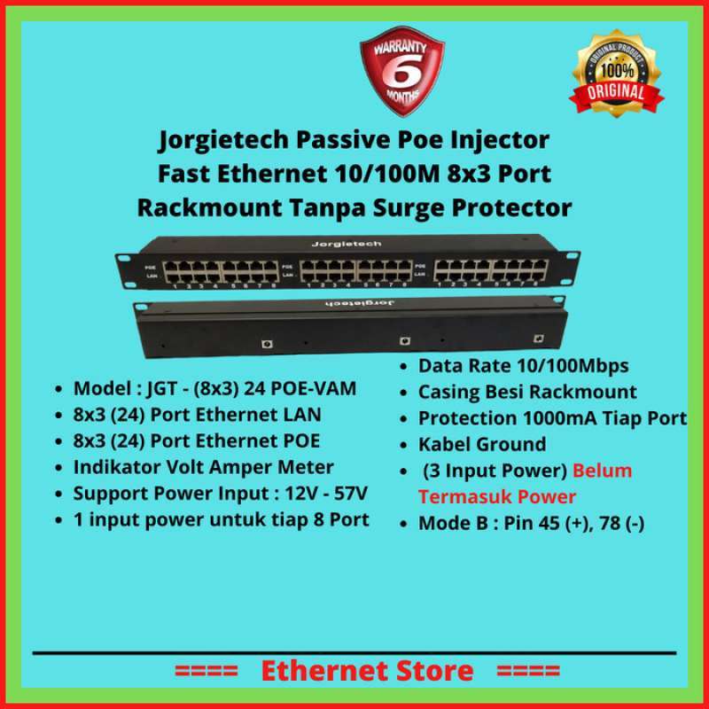 Promo Poe Injector Rackmount 100m Atau Gigabit 8x3 24 Port Diskon 23% ...