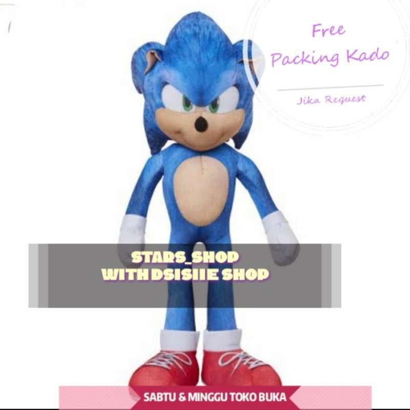 Promo Sonic The Hedgehog 2 The Movie Sonic Plush 13 / Boneka Sonic ...