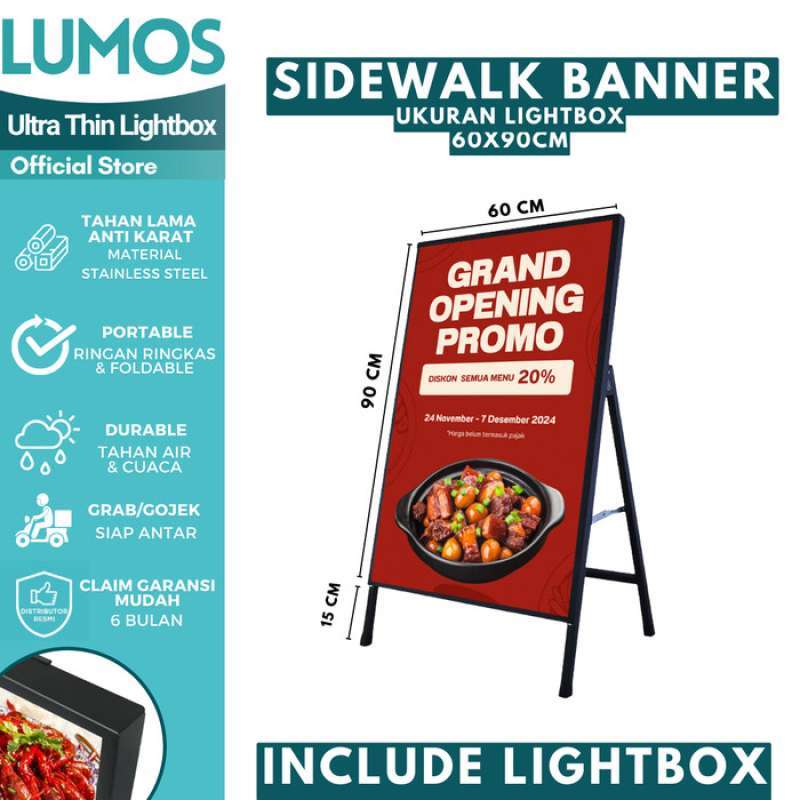 Jual Sidewalk Banner 60x90 Dudukan Led Ultra Thin Light Box A-board ...