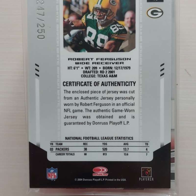 Jual Nfl Card, Kartu Football, Swatch /250 Ferguson Di Seller Noelle ...