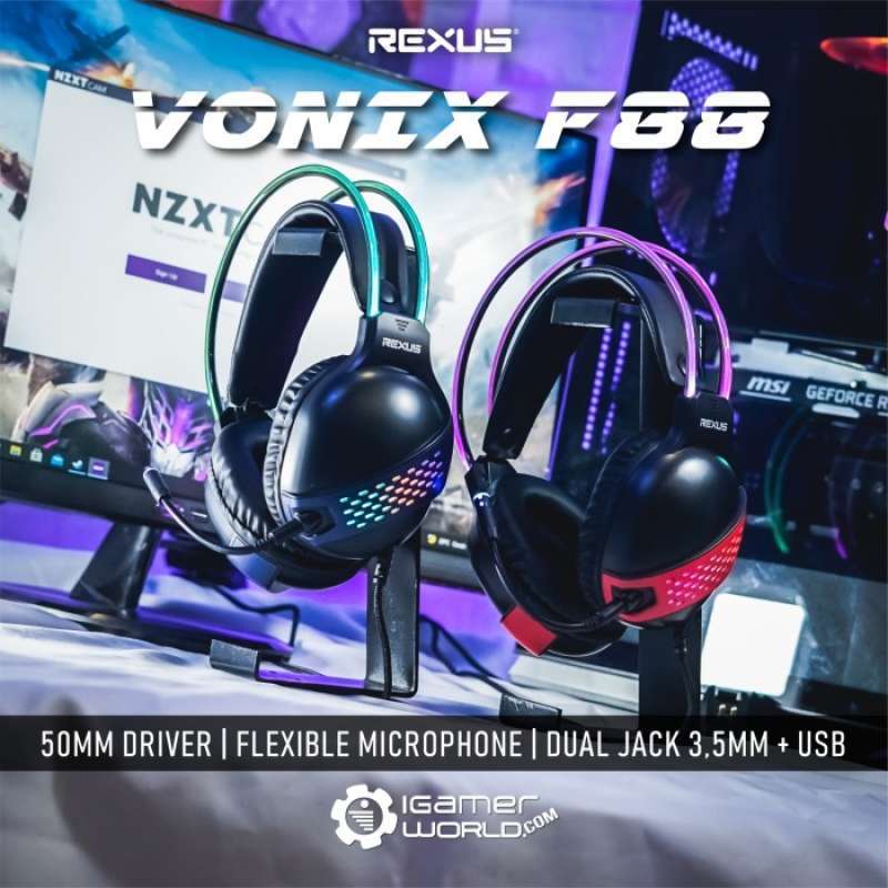 Promo 100% Produk Ori Rexus Vonix F88 Rgb Gaming Headset Diskon 23% Di ...