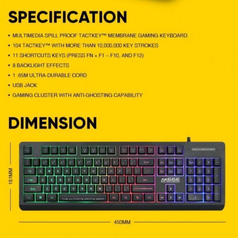 Promo 100% Produk Ori Keyboard Gaming Armaggeddon New Ak666 Kalashnikov ...