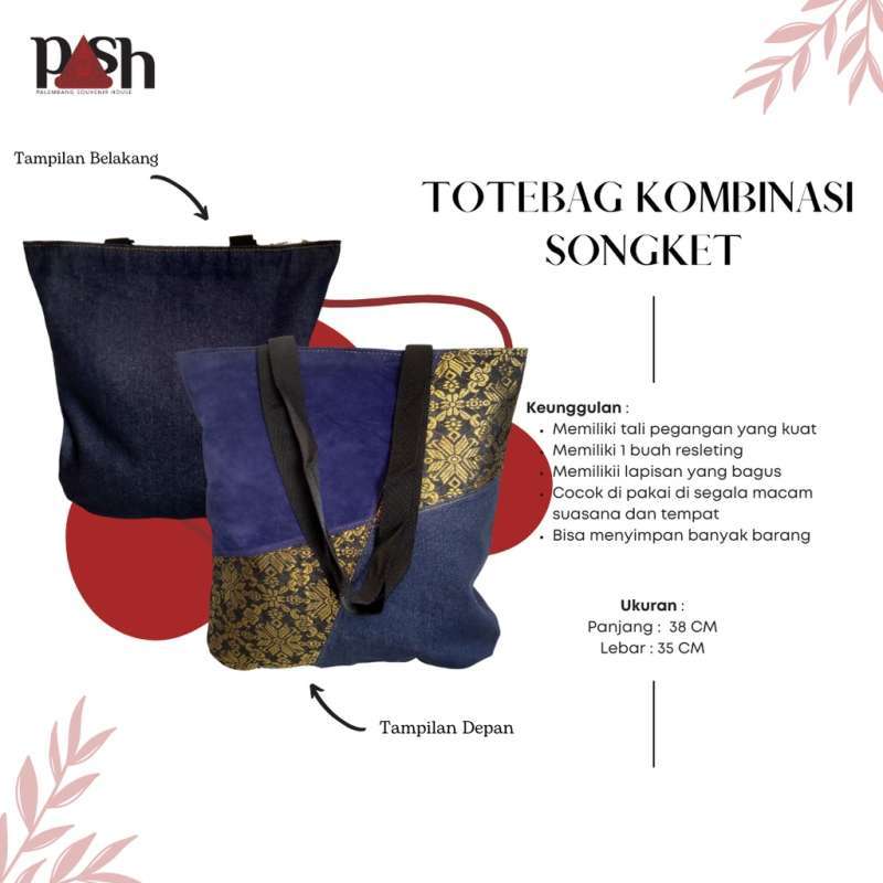 Jual Songket Pash - Tote Bag Kombinasi Songket Khas Palembang Berbagai ...