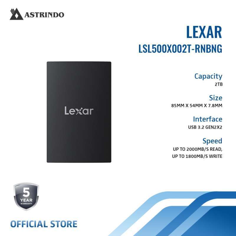 Promo Lexar Sl500 Ssd Portable External 2tb Usb Type-c 3.2 Gen 2 X2 Up ...
