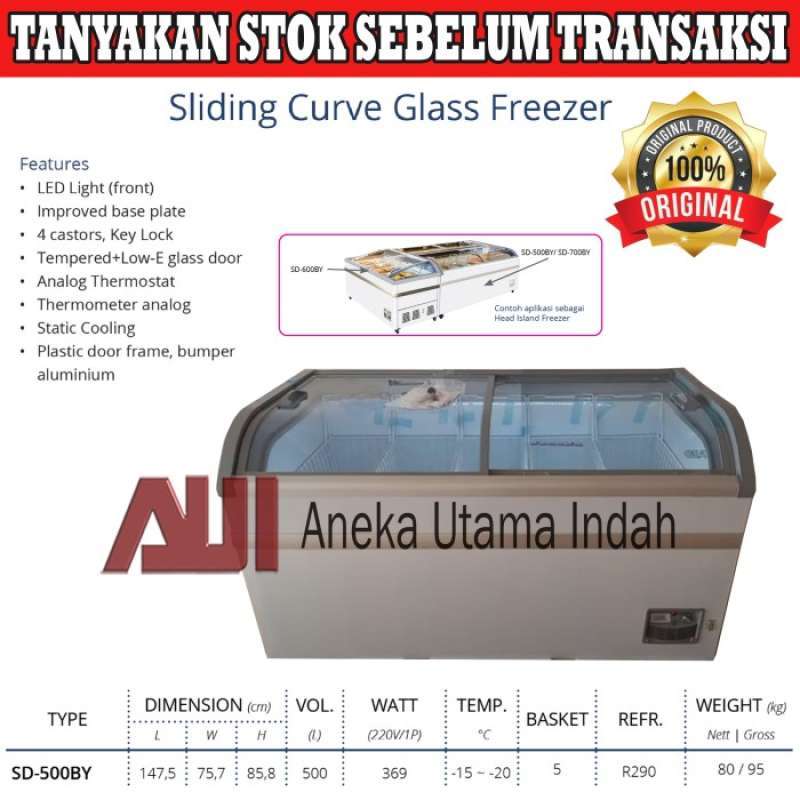 Promo Gea Sd-500by Curve Glass Freezer/freezer Kaca Cembung Diskon 33% ...