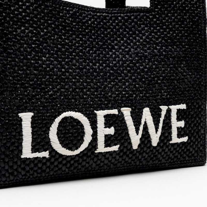 Promo Loewe Medium Font Raffia Tote Bag Black Diskon 38% Di Seller ...